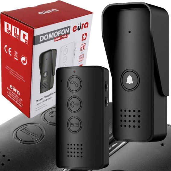 Domofon EURA ADP-09A3 czarny, głośnomówiący - Sklep inteligentny dom